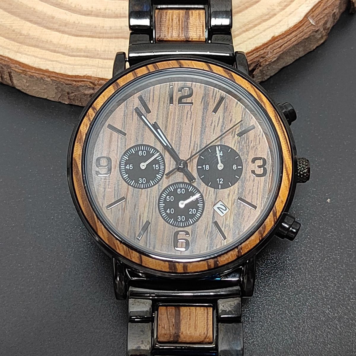 The Espresso Waterproof Classic Wood Grain Men's Watch