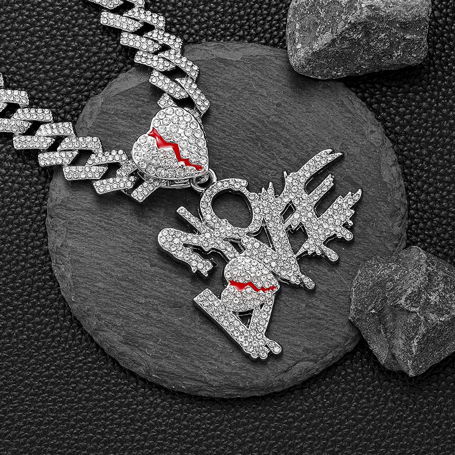 NO LOVE Letter Pendant + Cuban Chain – VVS Jewelry
