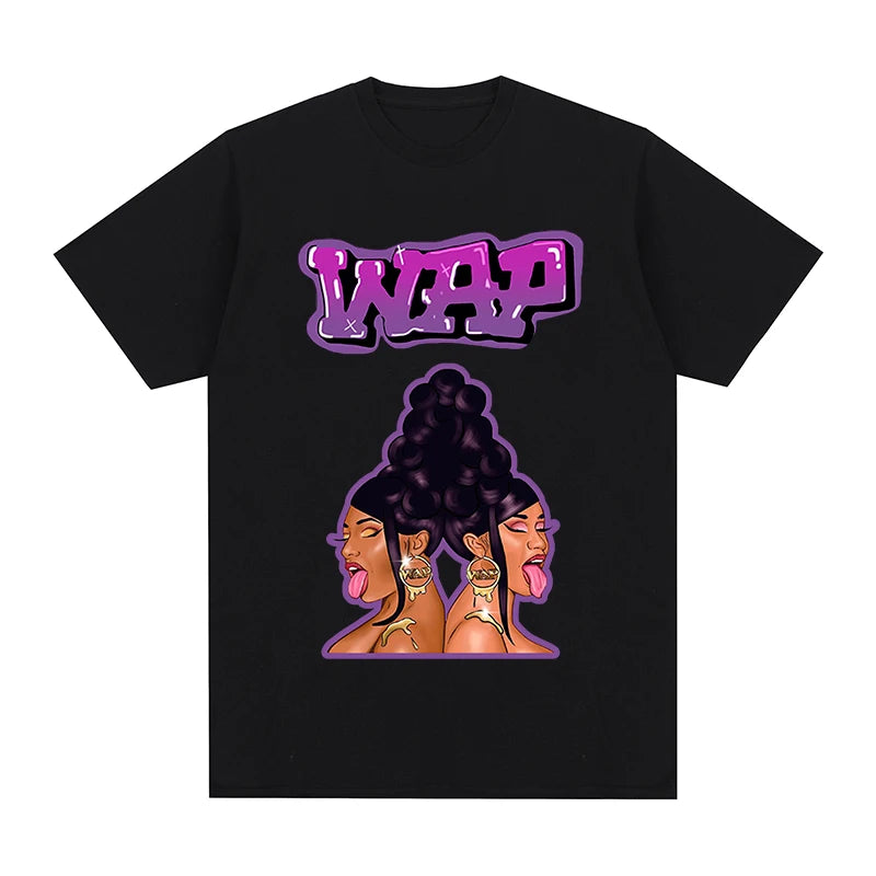 Cardi B WAP Vintage Animated Graphic T-Shirt