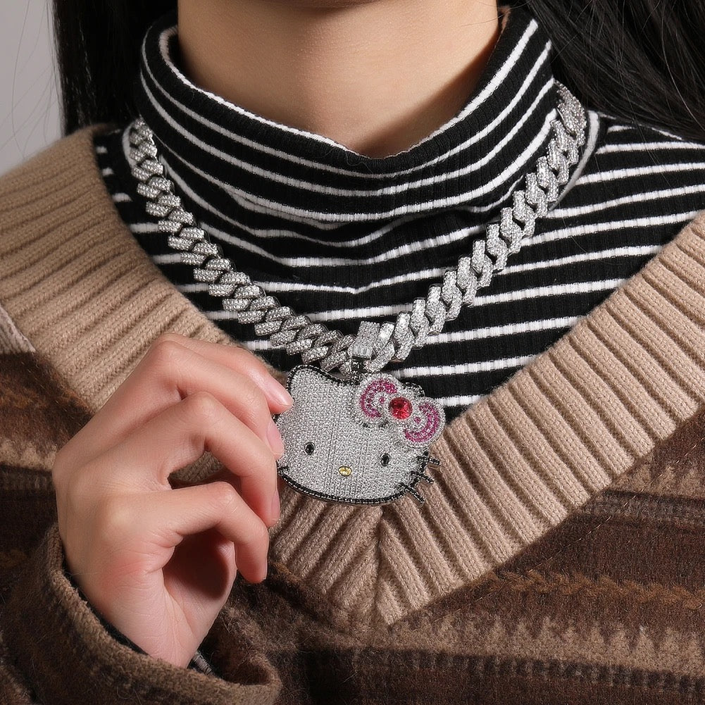 Iced Out Kitty Necklace – VVS Jewelry