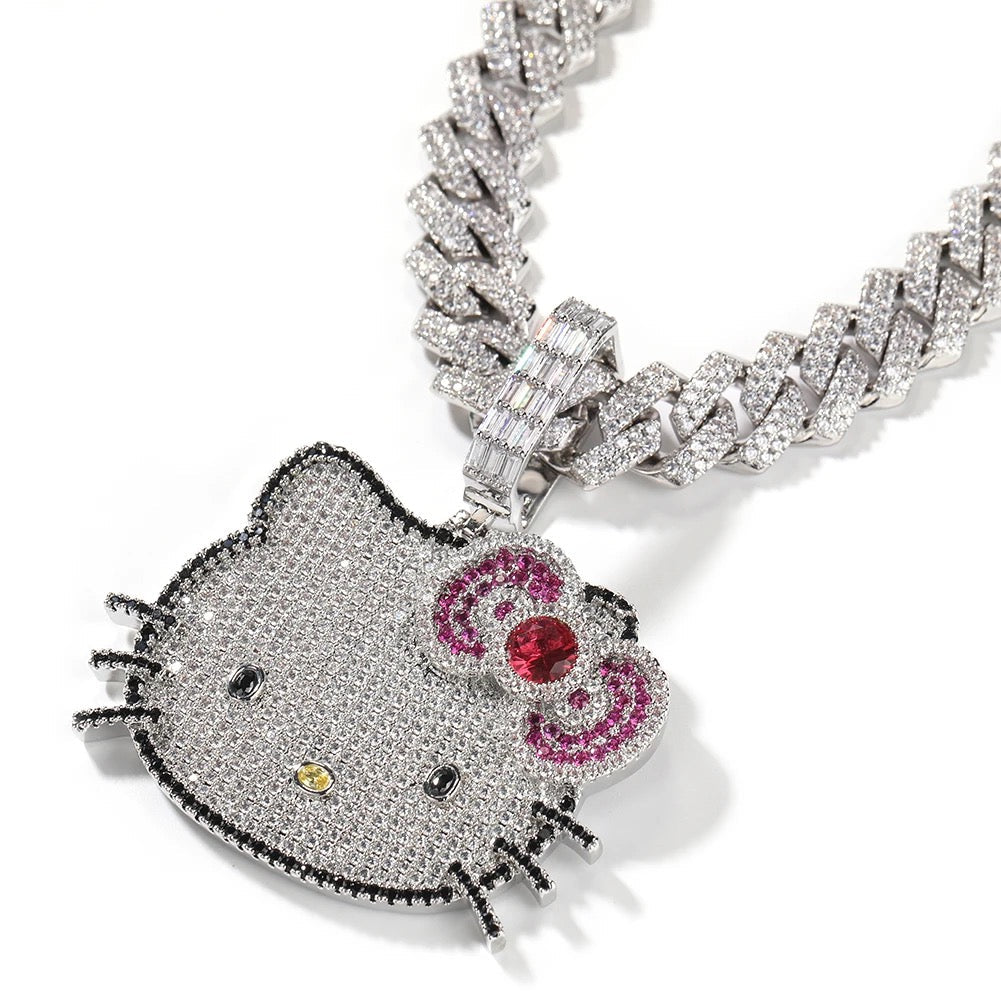 Iced Out Kitty Necklace – VVS Jewelry