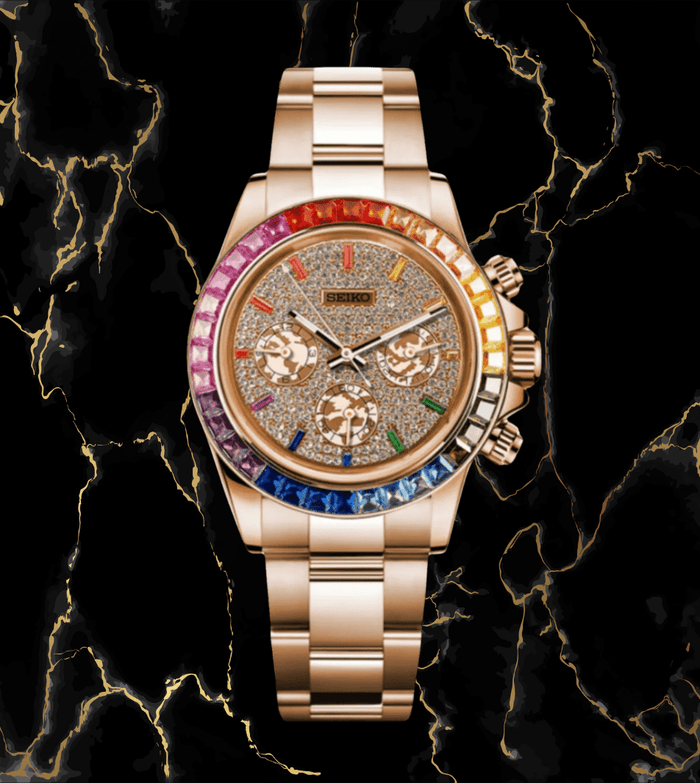 Seiko Mod Daytona Rose Gold Rainbow Ice