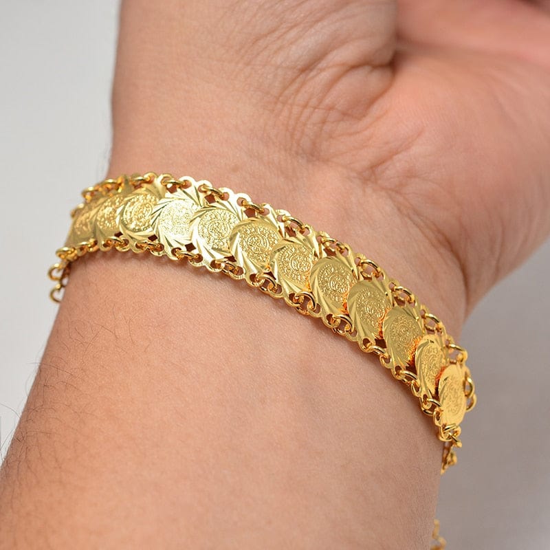 Gold Coin Bangle Bracelet