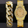 Drizzy Geometric Chain Bracelet + Watch Set