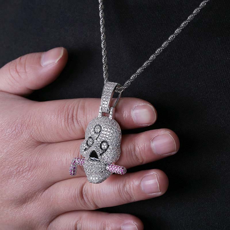 Fully Iced 999 Skull Pendant Chain
