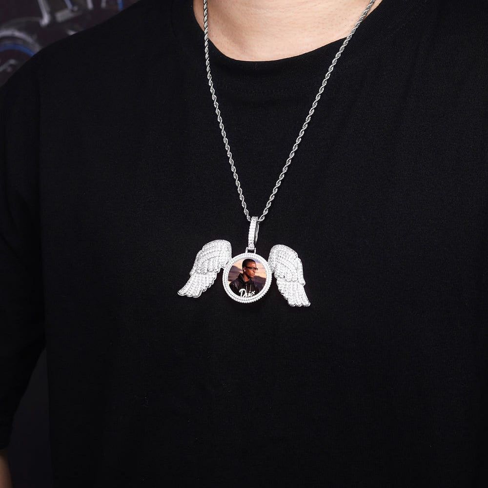 Fully Iced Angel Wings Custom Photo Chain