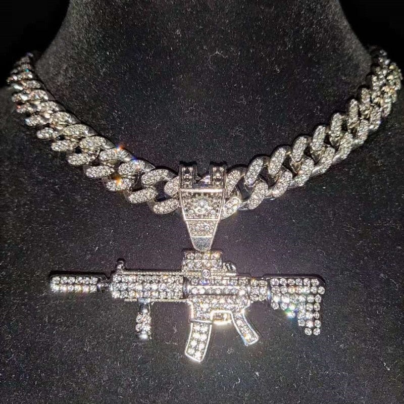 Fully Iced Submachine Gun Pendant Rapper Necklace – VVS Jewelry
