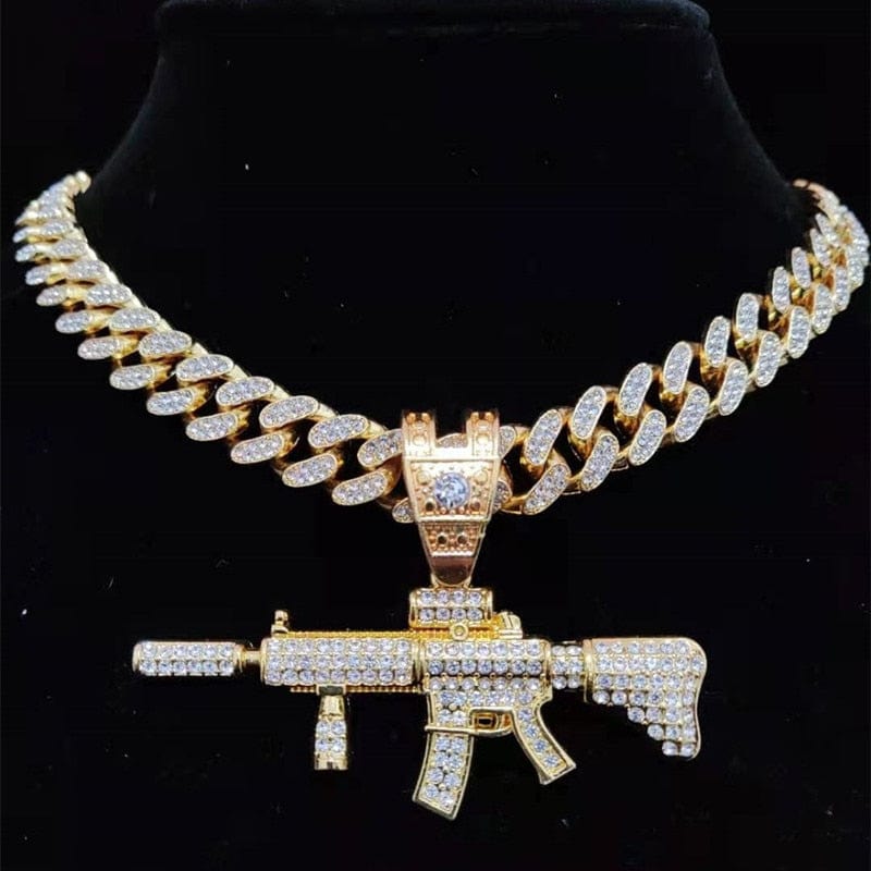 Fully Iced Submachine Gun Pendant Rapper Necklace – VVS Jewelry