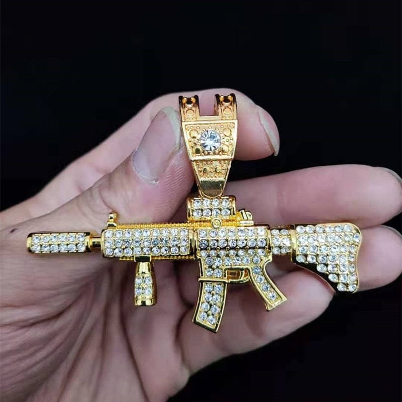 Fully Iced Submachine Gun Pendant Rapper Necklace – VVS Jewelry