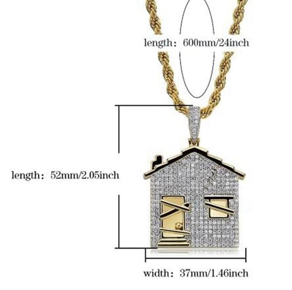 Fully Iced Trap House Pendant Necklace