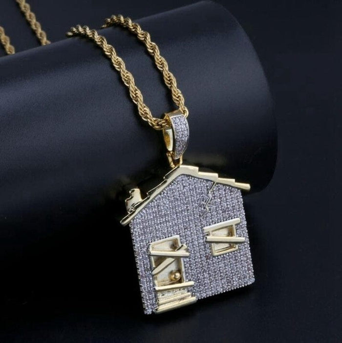 Fully Iced Trap House Pendant Necklace