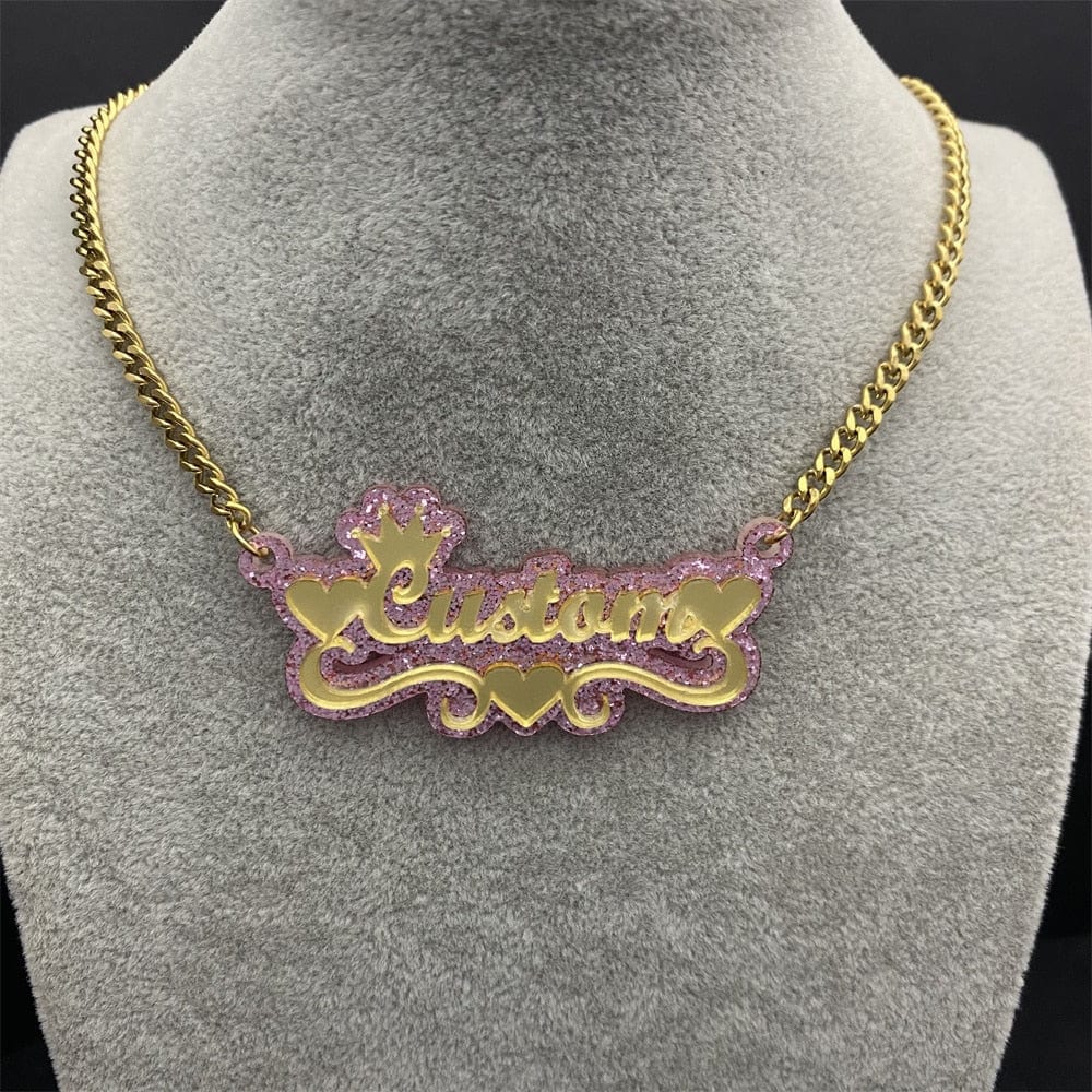 Custom Glitz Double Plated Name Chain