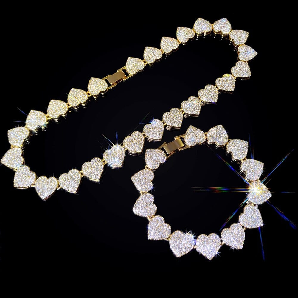 15mm Fully Bling Iced Out Tennis Chain and Bracelet Bundle