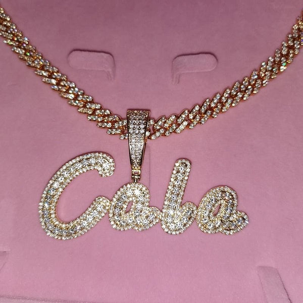 VVS Jewelry Custom Cursive Cuban Letter Pendant