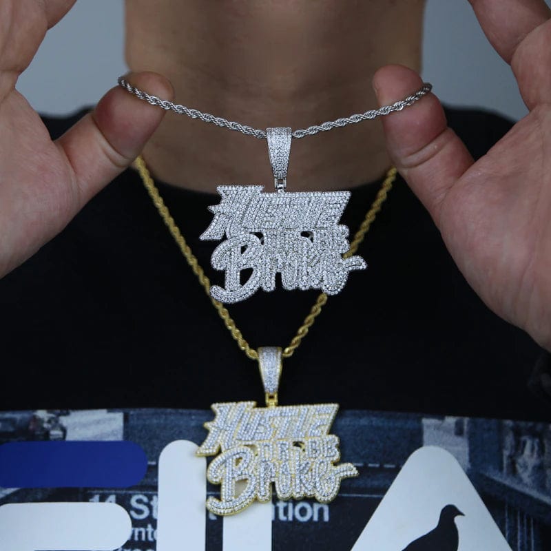 Hustle or Be Broke Diamond Statement Pendant Chain