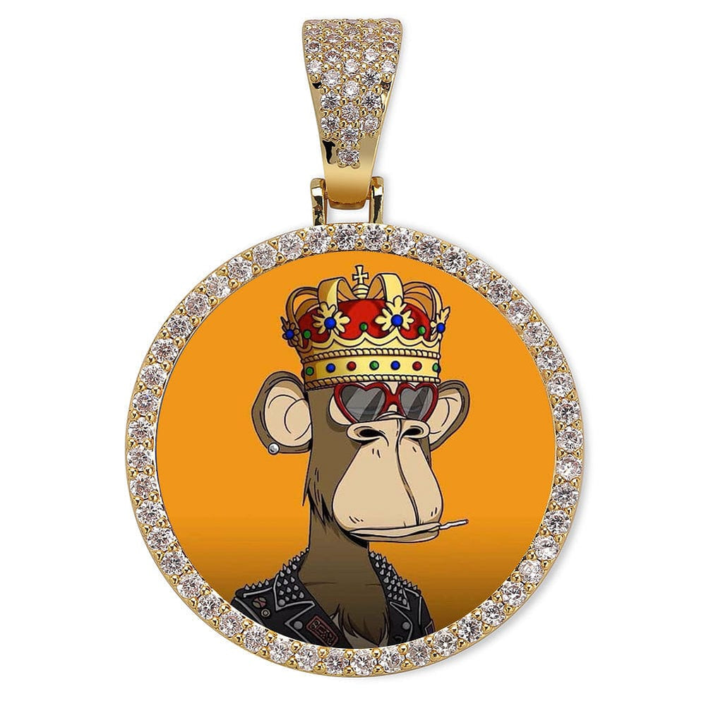 VVS Jewelry Iced Name Engraved Custom Circle Photo Chain