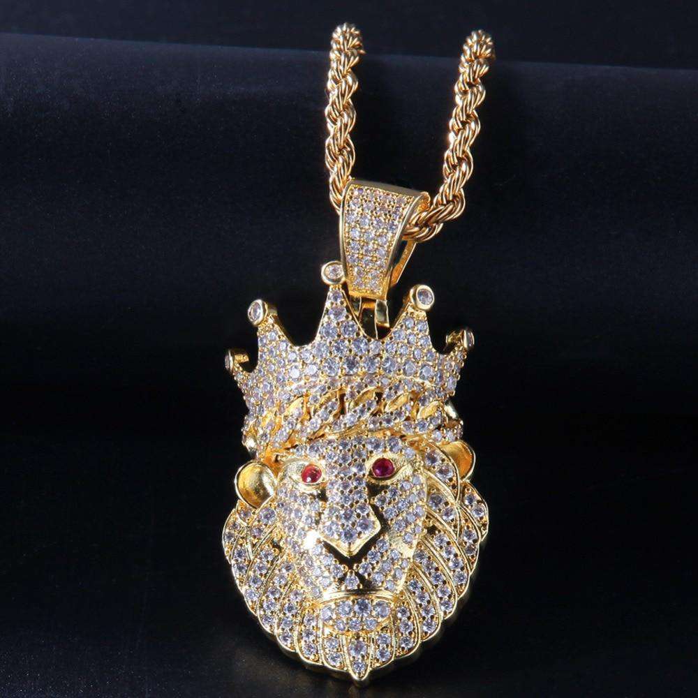 Iced Lion King Pendant Necklace