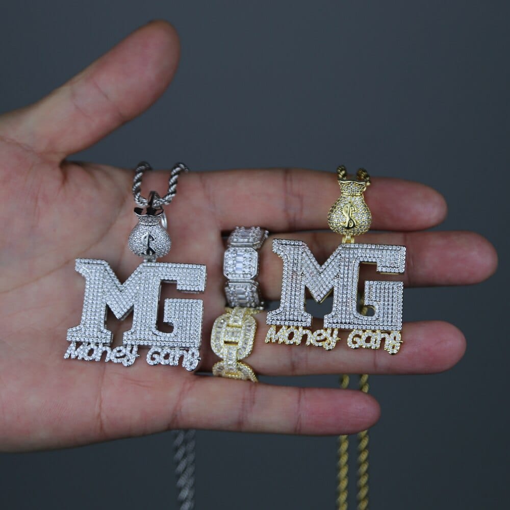 Iced Out Money Gang Badge Pendant Chain – VVS Jewelry