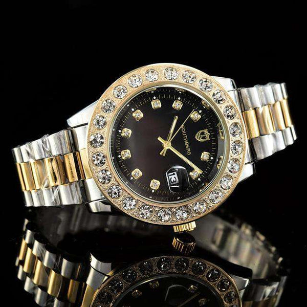 Gold Rollie Style Watch in Rotatable Bezel Sapphire Glass