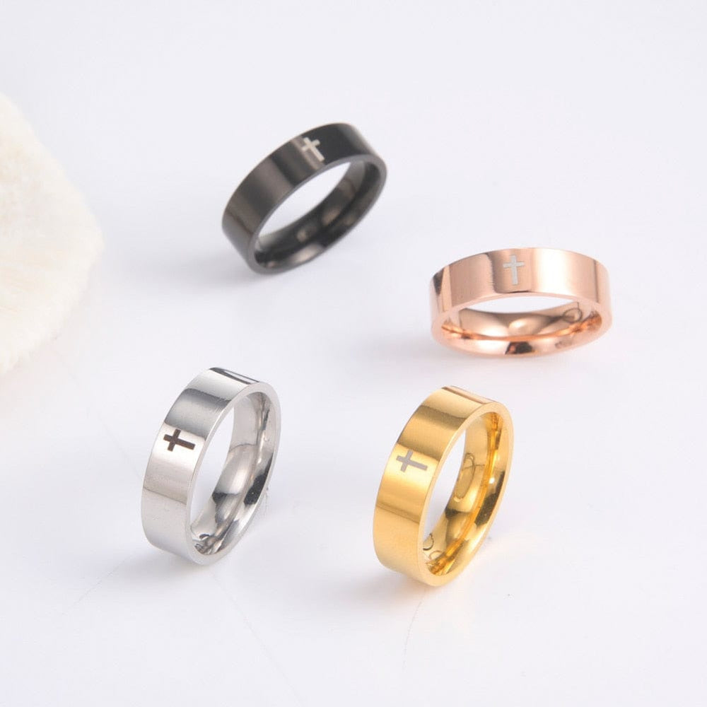 8mm Stainless Steel Cross Ring - BOGO