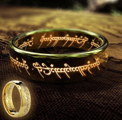 LOTR One Ring Gold Plated Tungsten Carbide Ring Replica