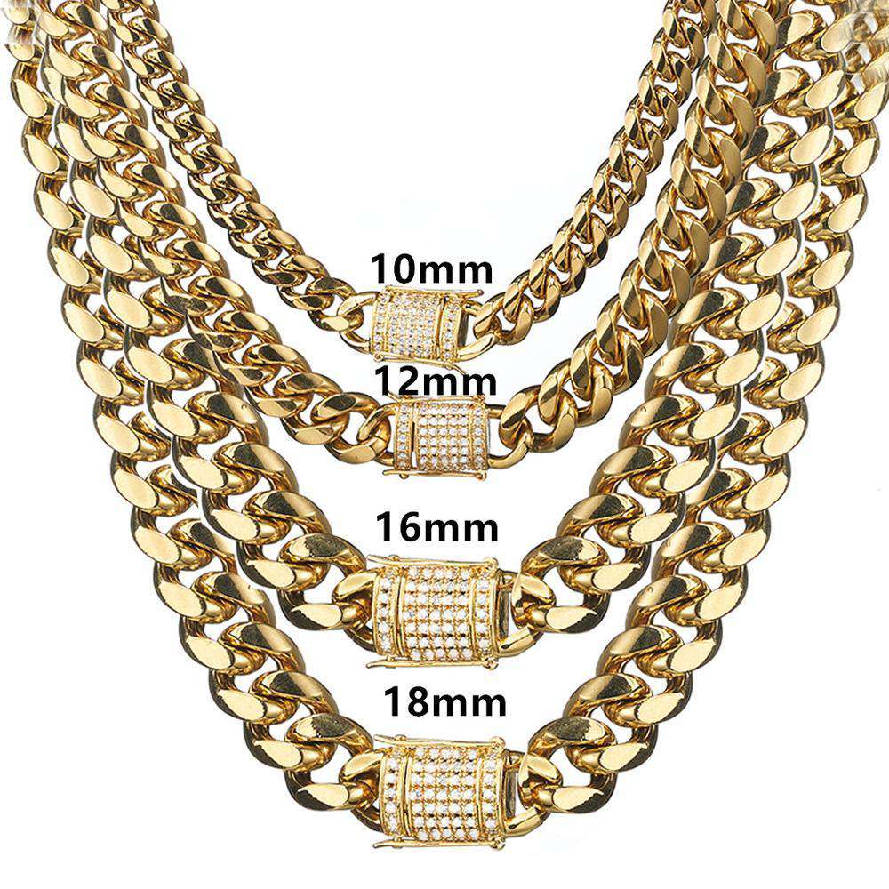 Stainless Steel Gold Miami Cuban Chain - Big & Heavy