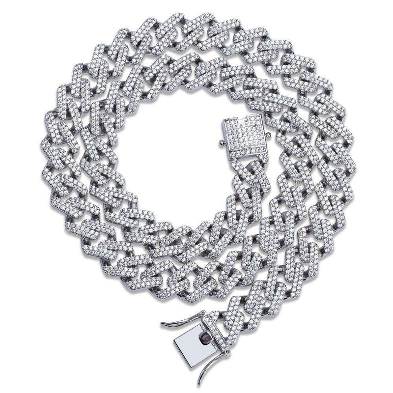 Diamond - 14mm Diamond Prong Cuban Chain AAA Quality