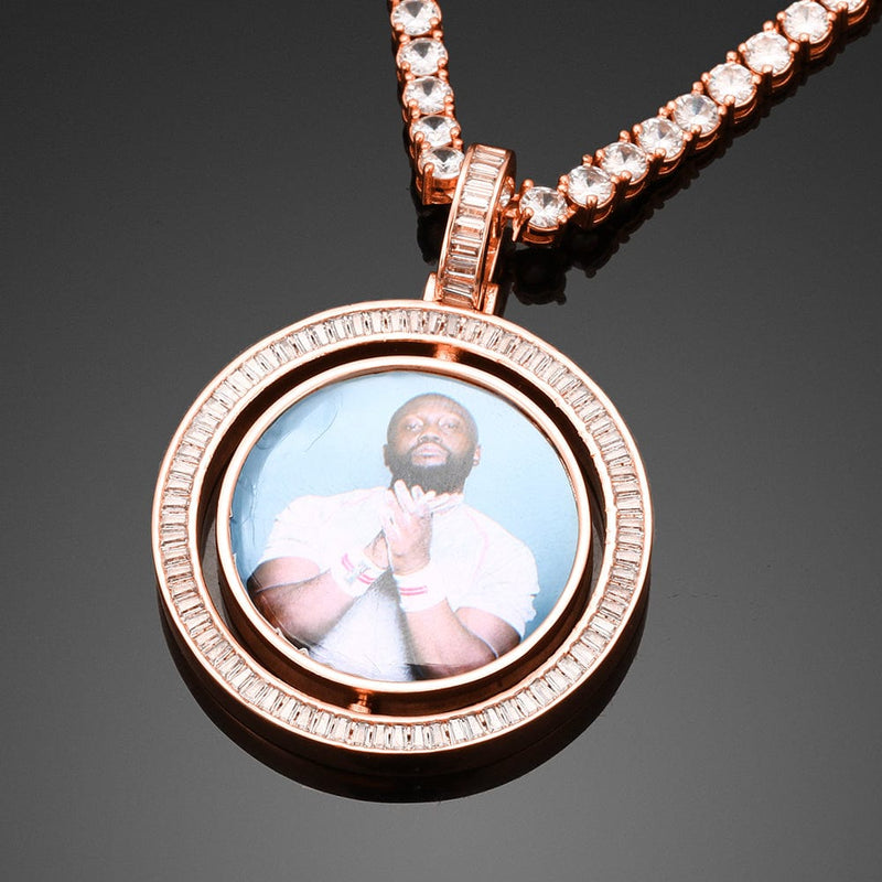 VVS Jewelry Custom Rotating Photo Medallion Pendant Chain