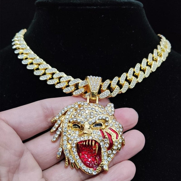VVS Jewelry Grizzley Half Tee Half Beast Iced out Cuban Pendant Chain