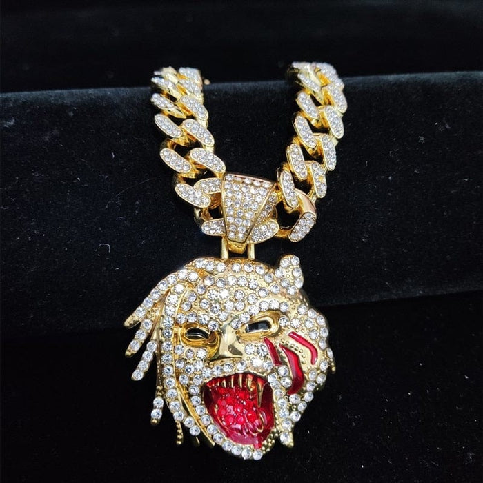 VVS Jewelry Grizzley Half Tee Half Beast Iced out Cuban Pendant Chain