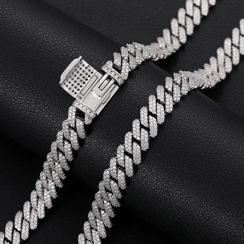 9mm VVS Moissanite Diamond 925 Sterling Silver Vermeil Cuban Chain ...