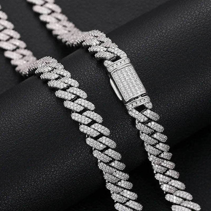 9mm VVS Moissanite Diamond 925 Sterling Silver Vermeil Cuban Chain ...