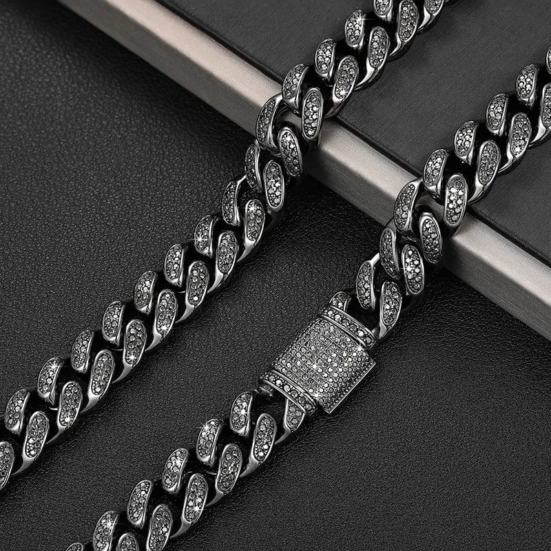 VVS Moissanite Black Iced Cuban Chain – VVS Jewelry