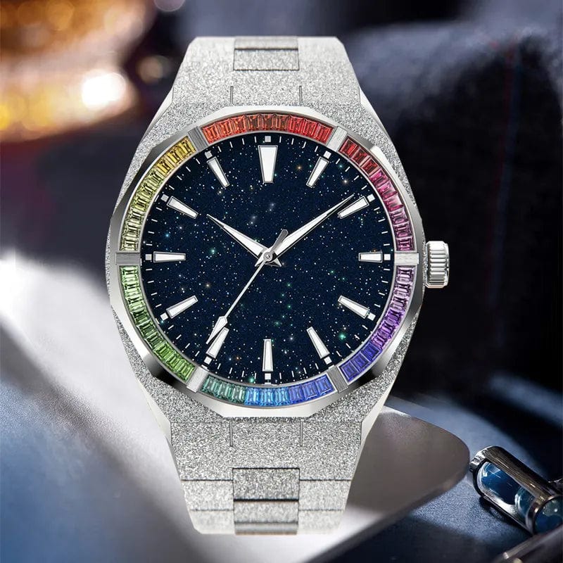 VVS Jewelry Frosted Stardust Rainbow Dial Watch